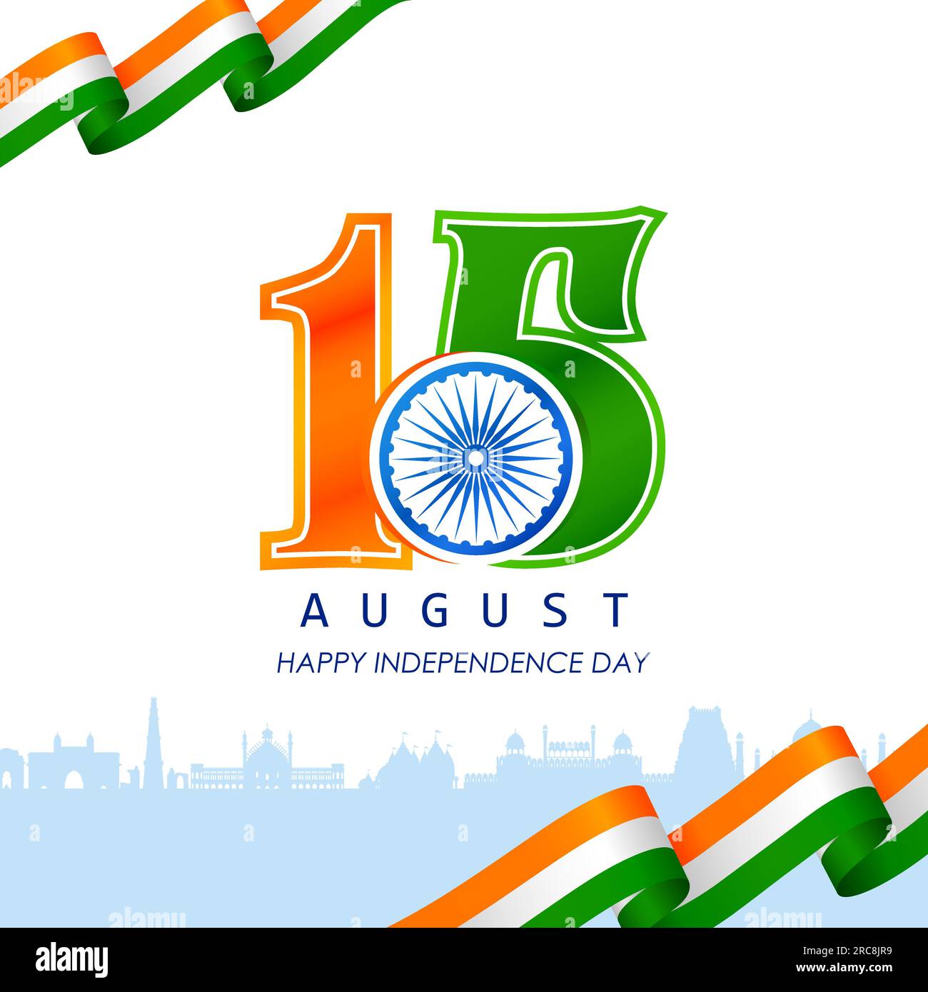 abstract tricolor banner with Indian flag for 15th August Happy ...