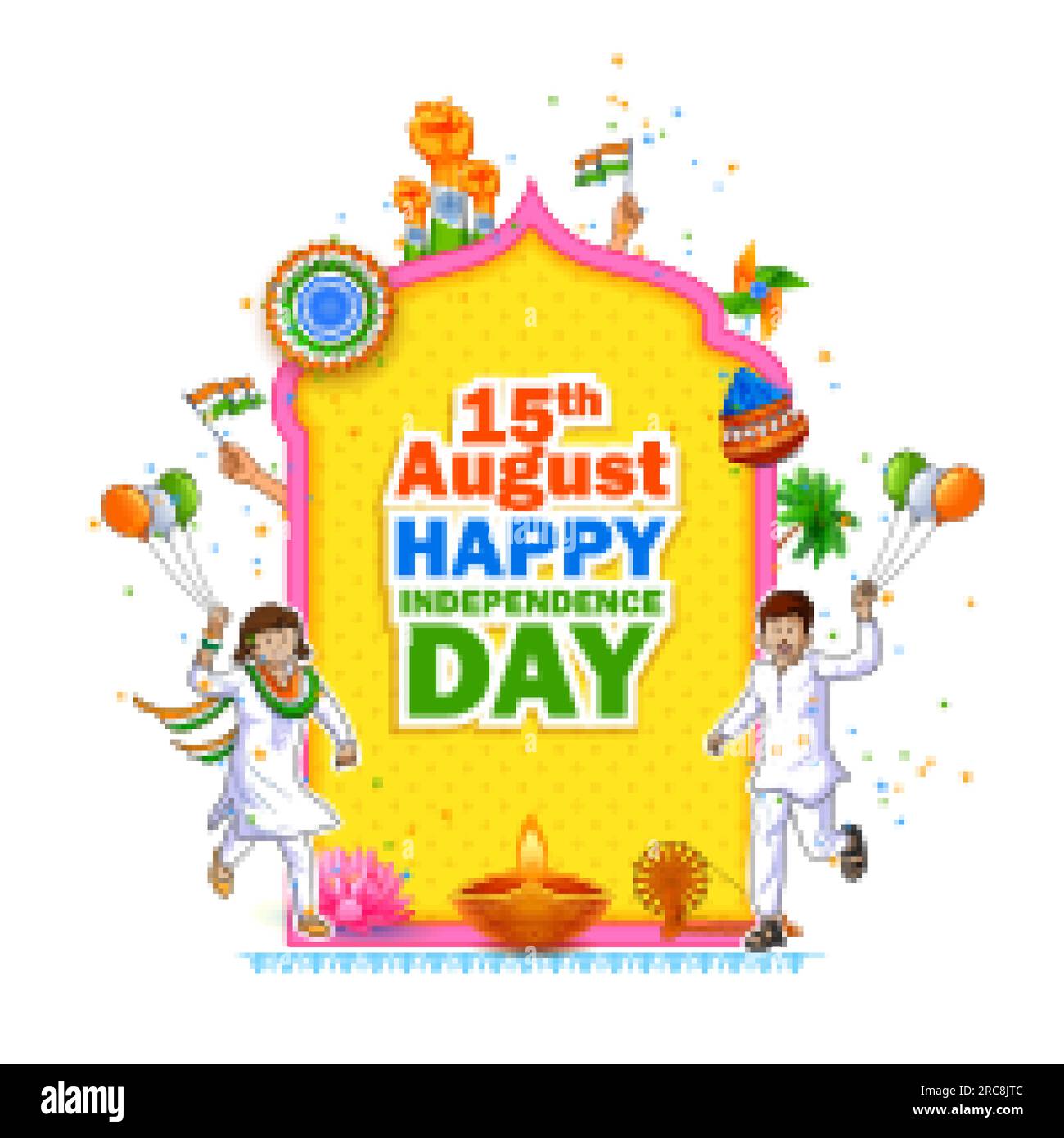 abstract tricolor banner with Indian flag for 15th August Happy ...