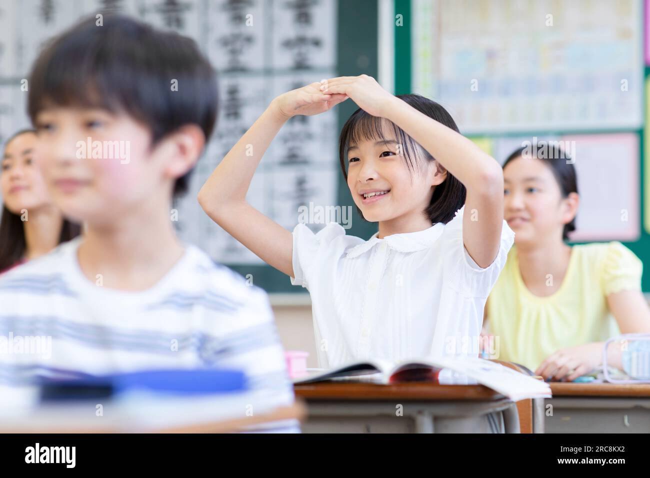 Elementary school students studying during class Stock Photo - Alamy