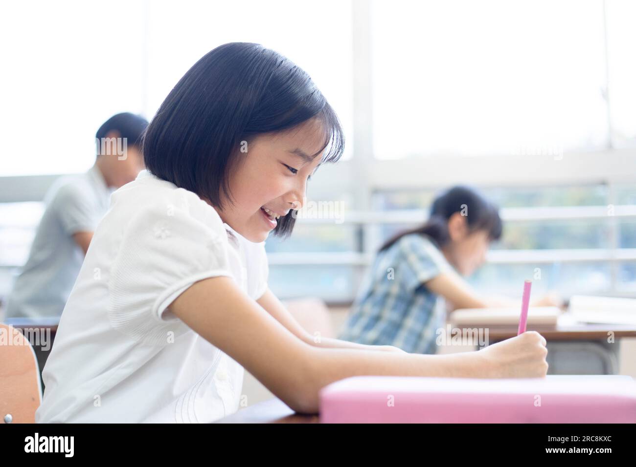 Elementary school students studying during class Stock Photo - Alamy