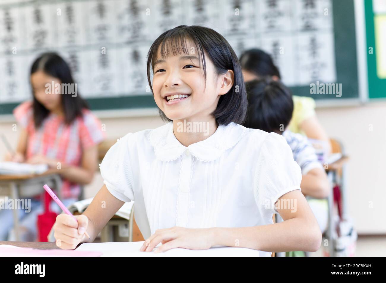 Elementary school students studying during class Stock Photo - Alamy