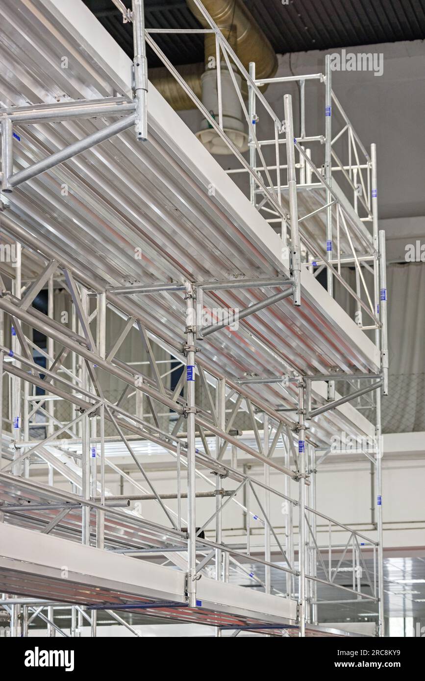 Tall Aluminum Scaffolding Frame Structure Construction Site in Hall ...