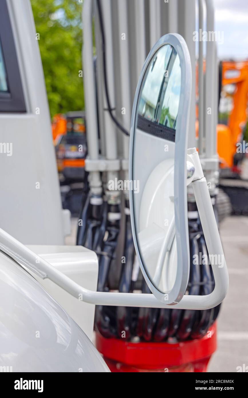 Rear View Curved Convex Mirror at Construction Vehicle Stock Photo - Alamy