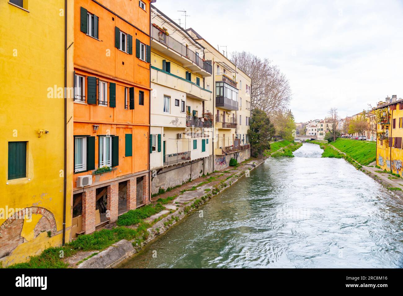 Traditional Paduan architecture, buildings by the river Brenta in Padua ...