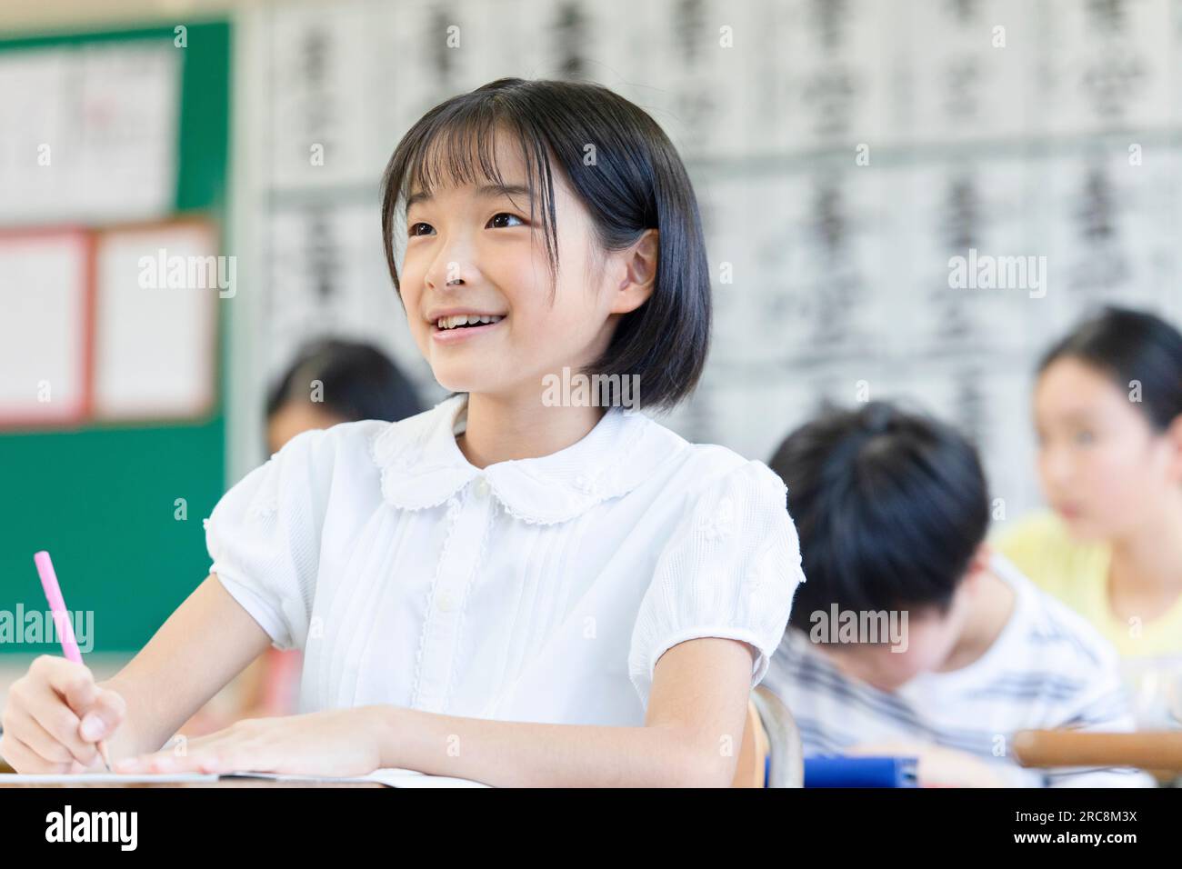 Elementary school students studying during class Stock Photo - Alamy