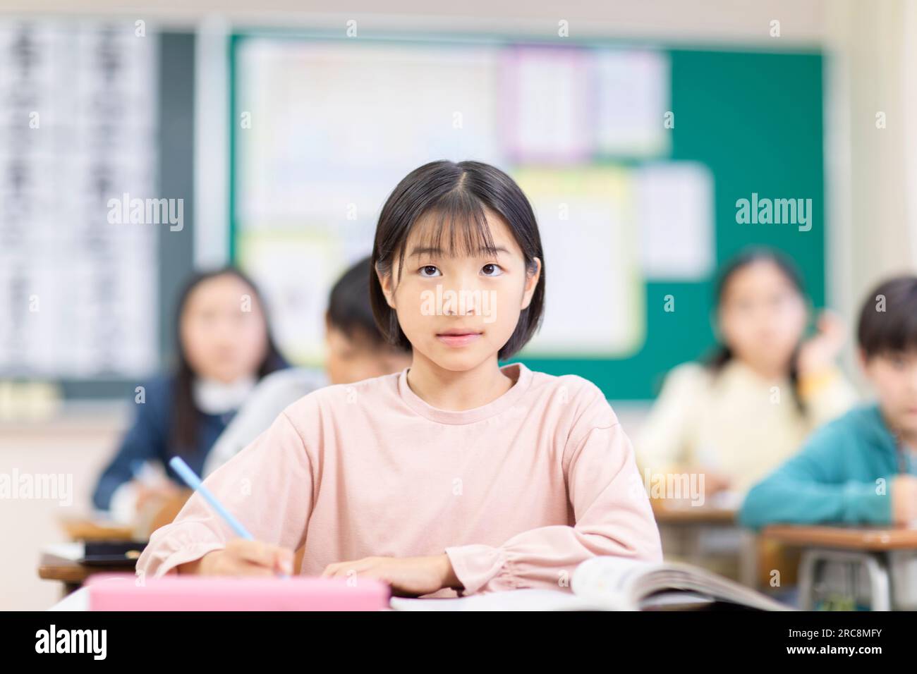 Elementary school students studying during class Stock Photo - Alamy