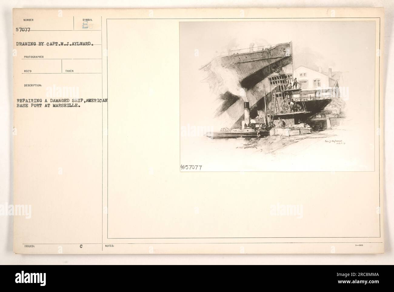 American military personnel working diligently to repair a damaged ship ...