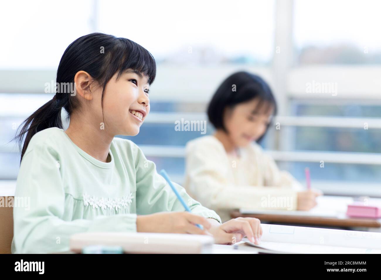 Elementary school student studying in class Stock Photo - Alamy