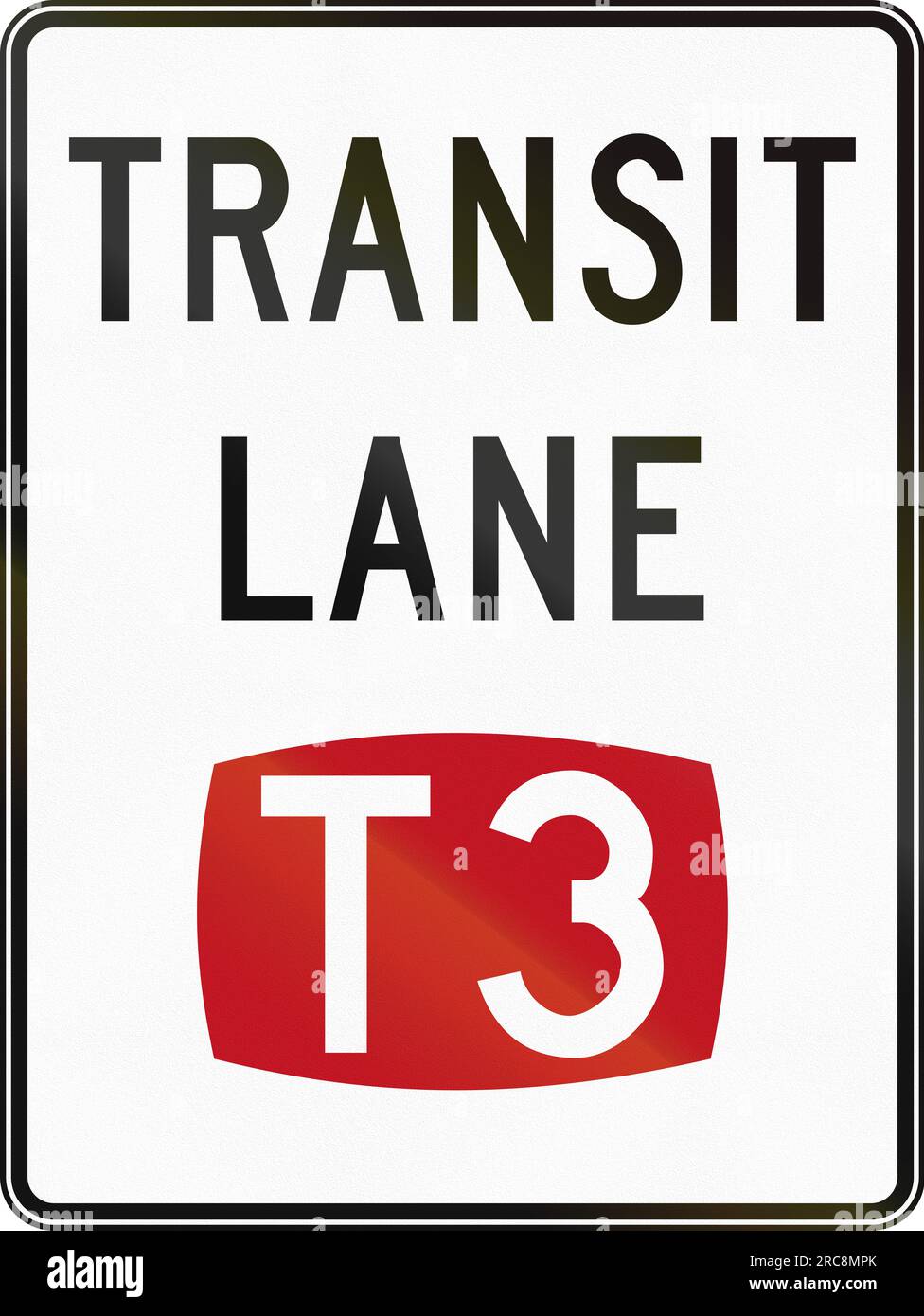 Australian regulatory sign - T3 Transit Lane Stock Photo - Alamy