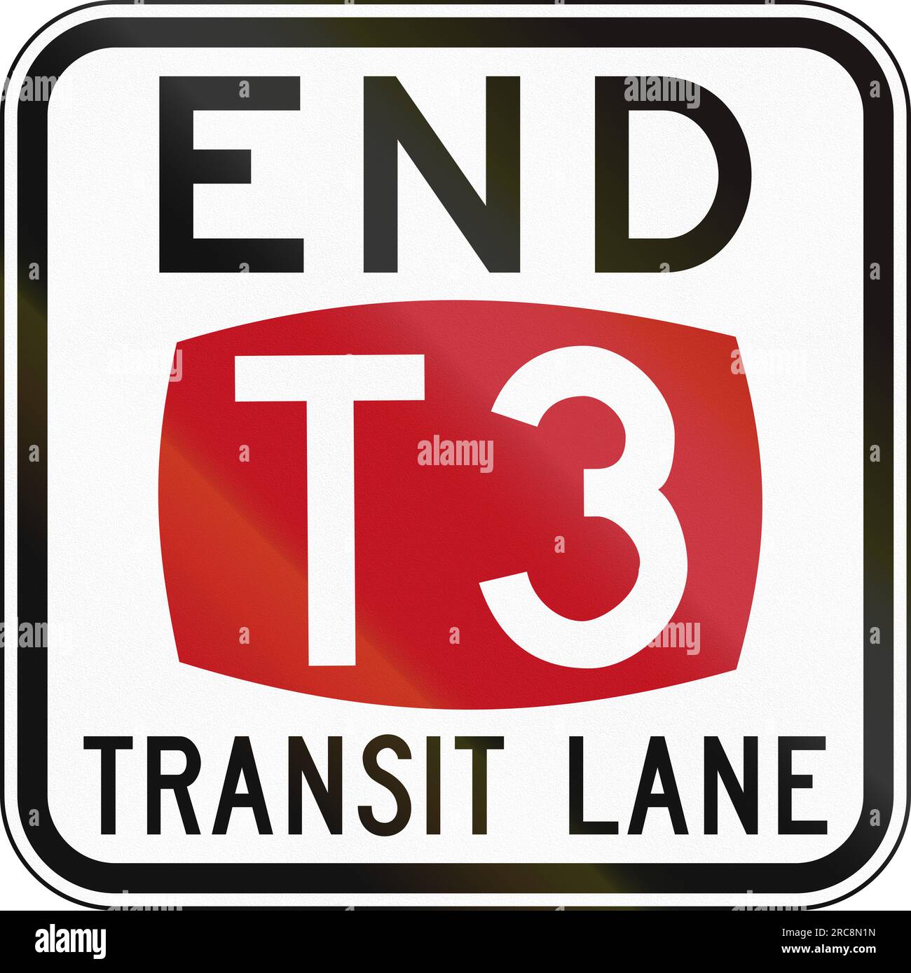 Australian regulatory sign - End T3 Transit Lane Stock Photo - Alamy