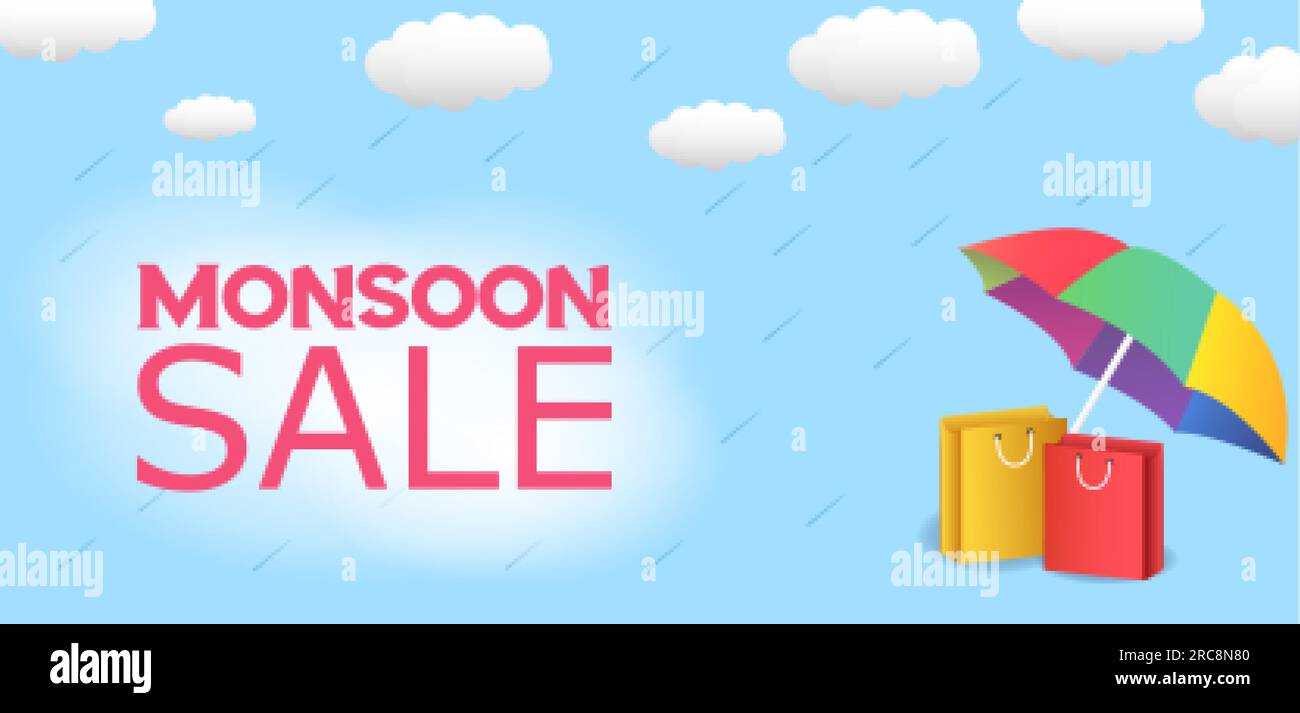 sale and promotion flyer banner background template for Monsoon Sale ...