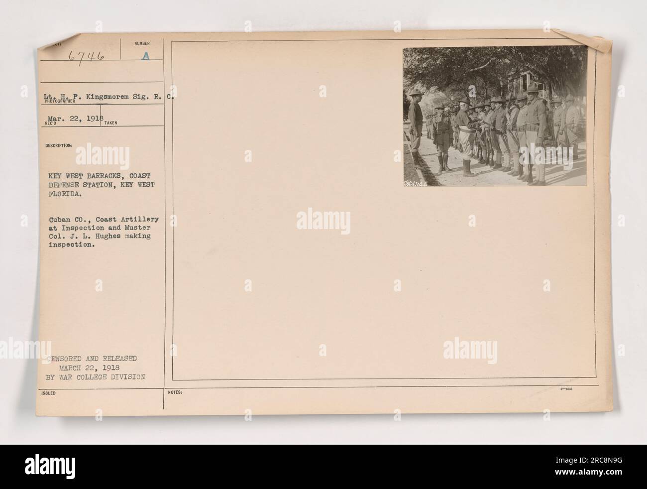 Caption: Cuban Coast Artillary at inspection and muster. Colonel J.L ...