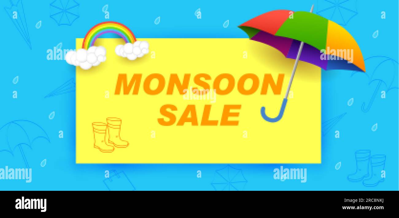 sale and promotion flyer banner background template for Monsoon Sale ...