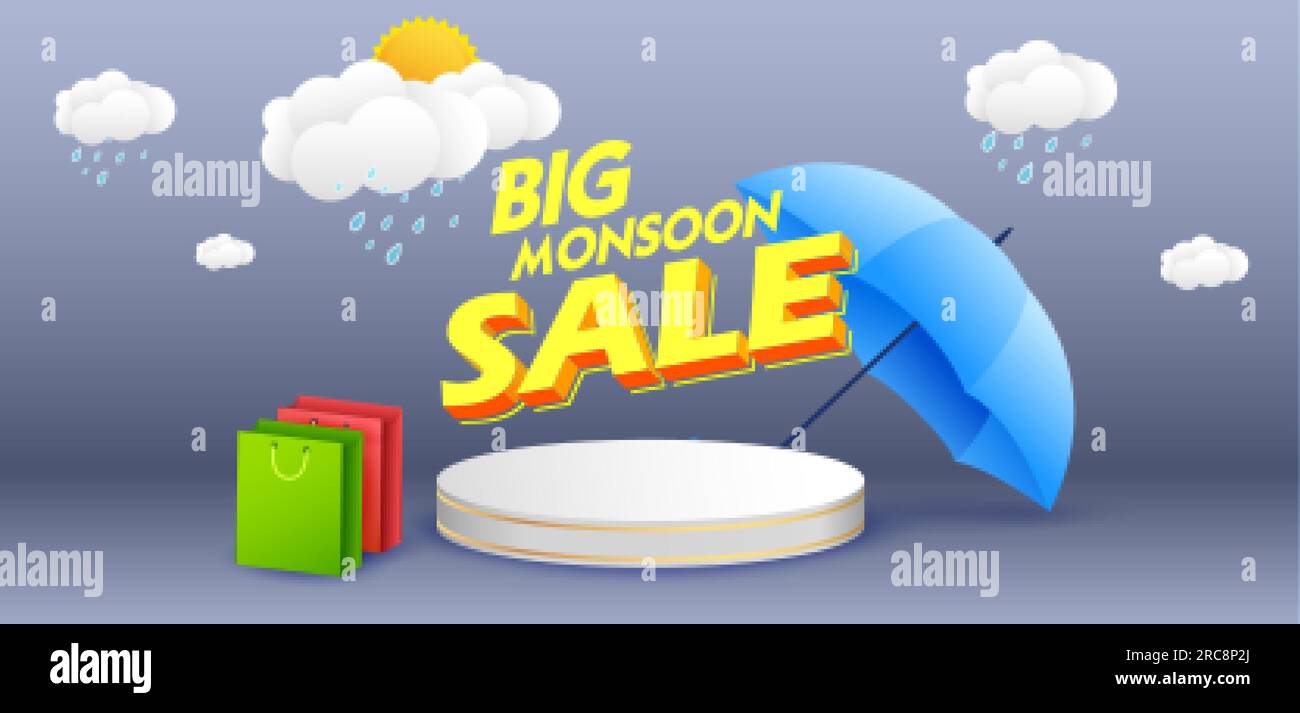 sale and promotion flyer banner background template for Monsoon Sale ...