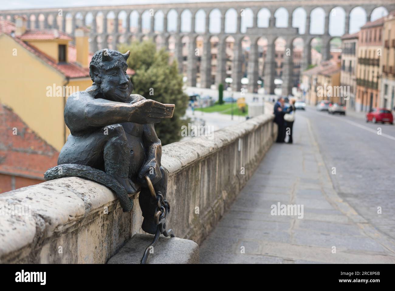 Devil statue Segovia, view of the Estatua del Diablo, a bronze statue ...