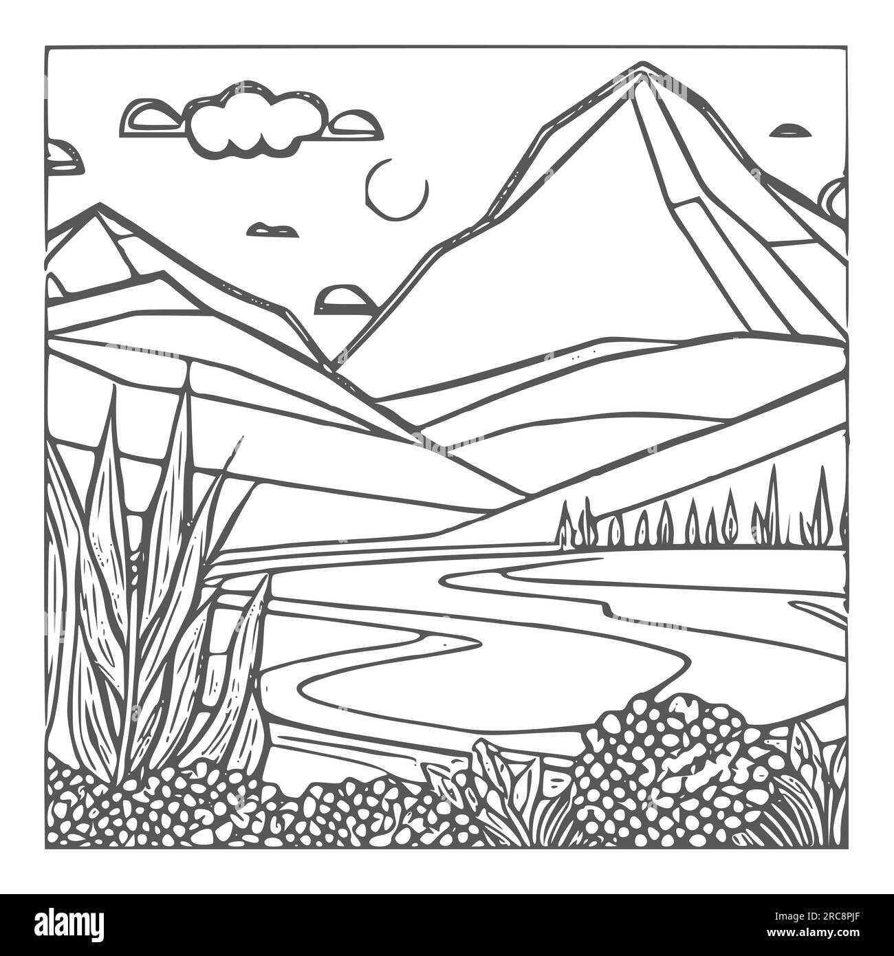 Mountain Scene Coloring Pages