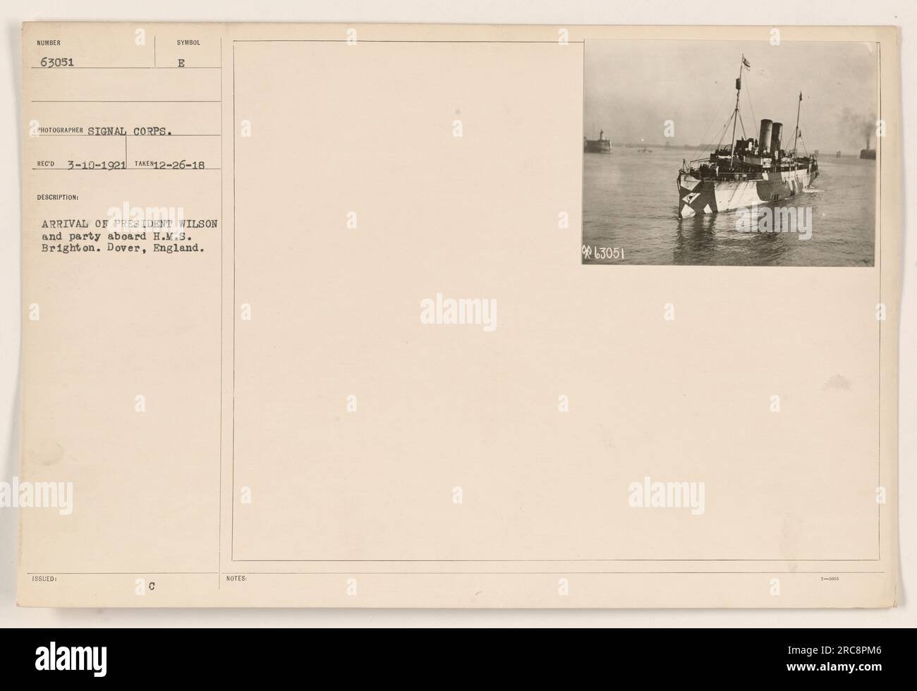 President Wilson and his party arrive in Dover, England, aboard the H.M ...