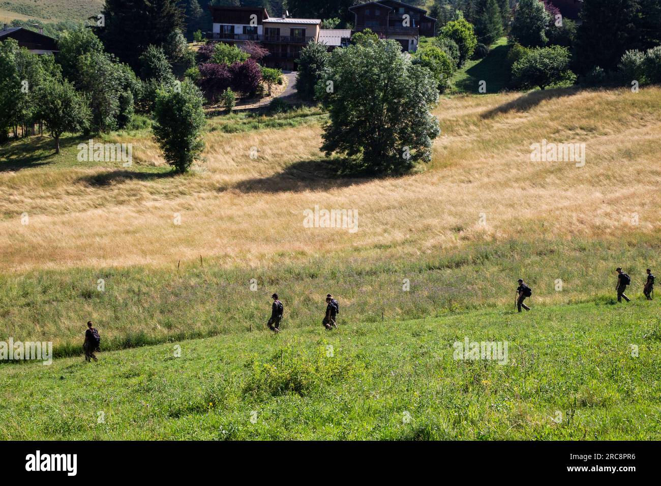 Vernet, France. 13th July, 2023. The gendarmes meticulously search the ...