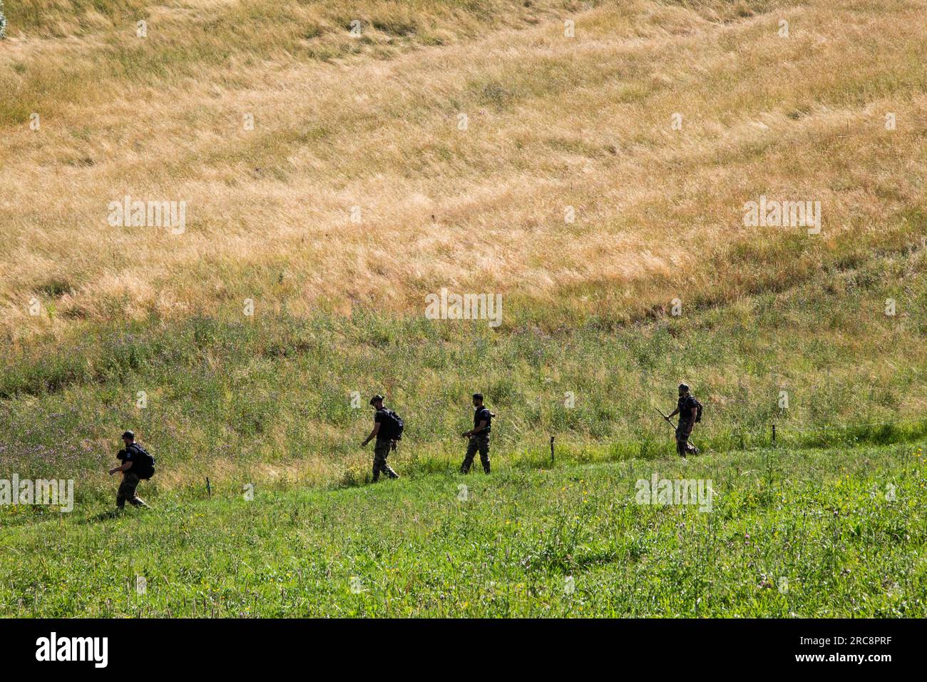 Vernet, France. 13th July, 2023. The gendarmes meticulously search the ...