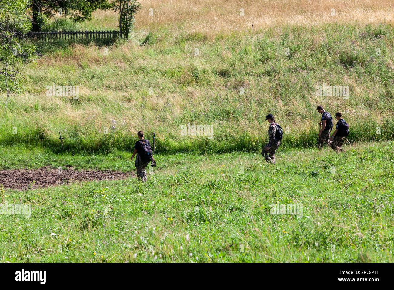Vernet, France. 13th July, 2023. The gendarmes meticulously search the ...