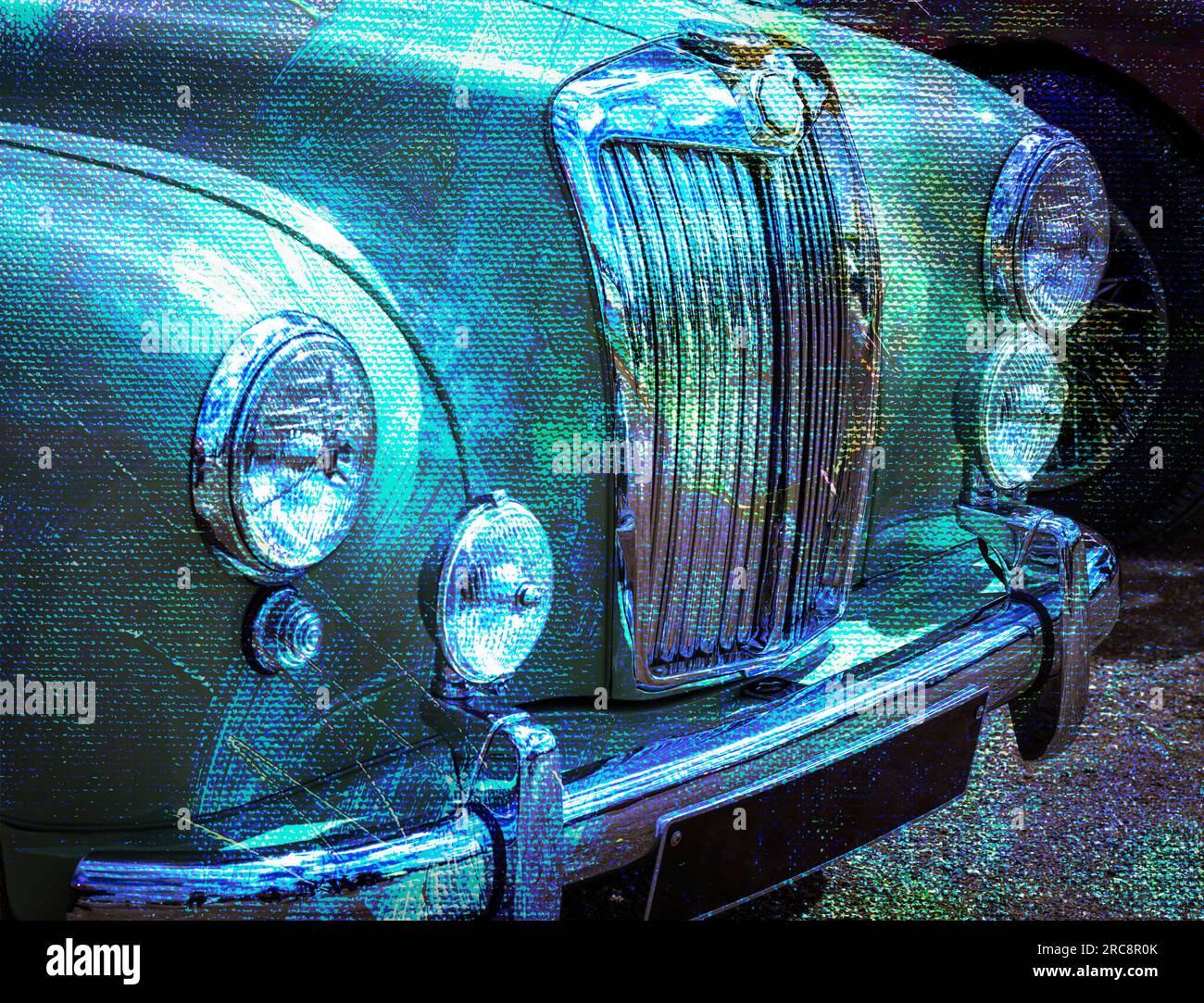 The bonnet of a green MG car Stock Photo - Alamy