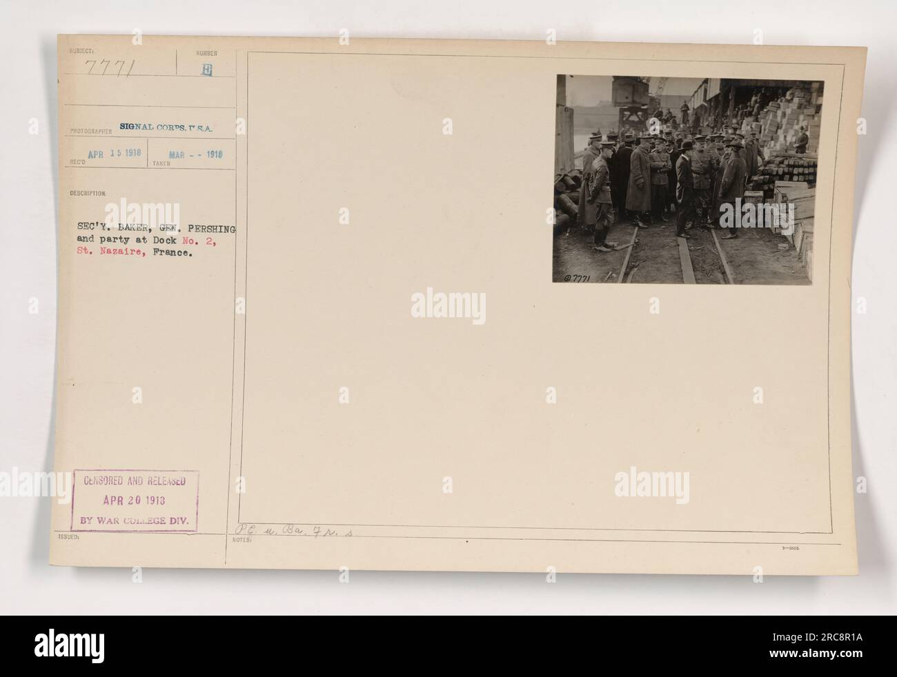 Secretary Baker, General Pershing, and their party are seen at Dock No ...