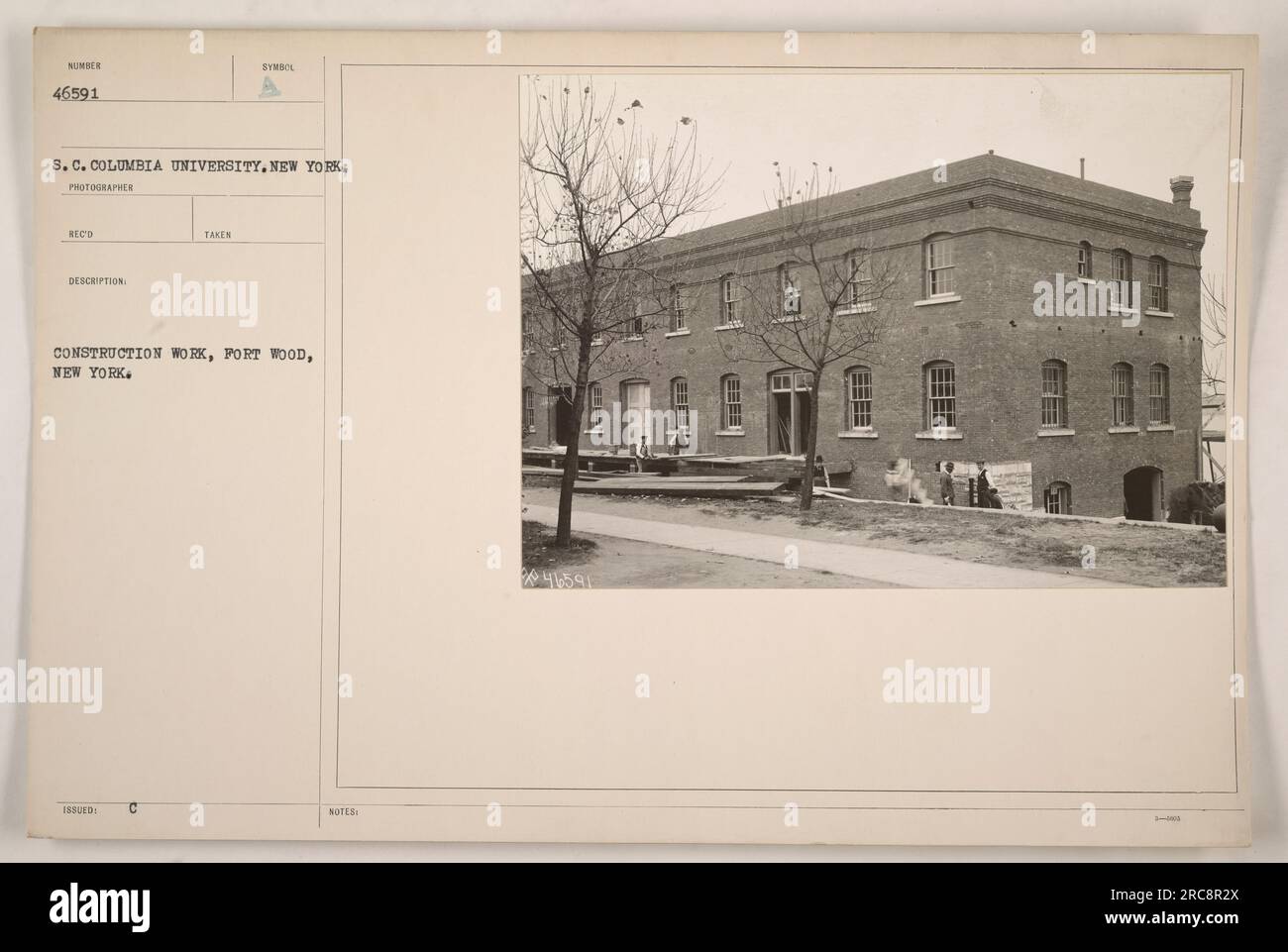 Construction workers are seen carrying out various tasks at Fort Wood ...