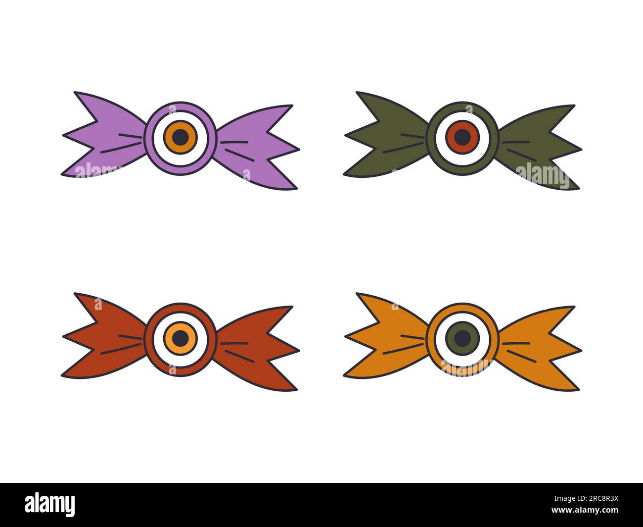 Round Halloween candy in wrapper with an eye. Candies and snacks ...