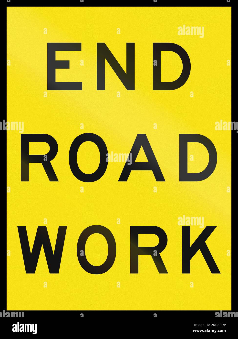 An Australian temporary roadwork sign: End Roadwork Stock Photo - Alamy