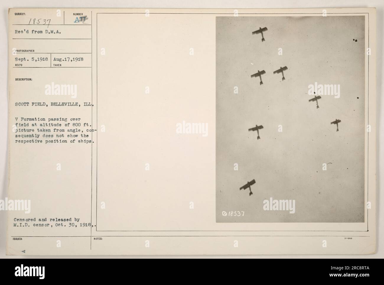 Formation of military aircraft flying over Scott Field in Belleville ...