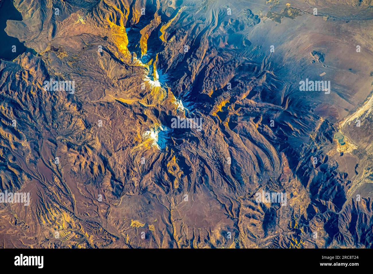 Snowcapped mountain and physical geography of the land, South of La Paz ...