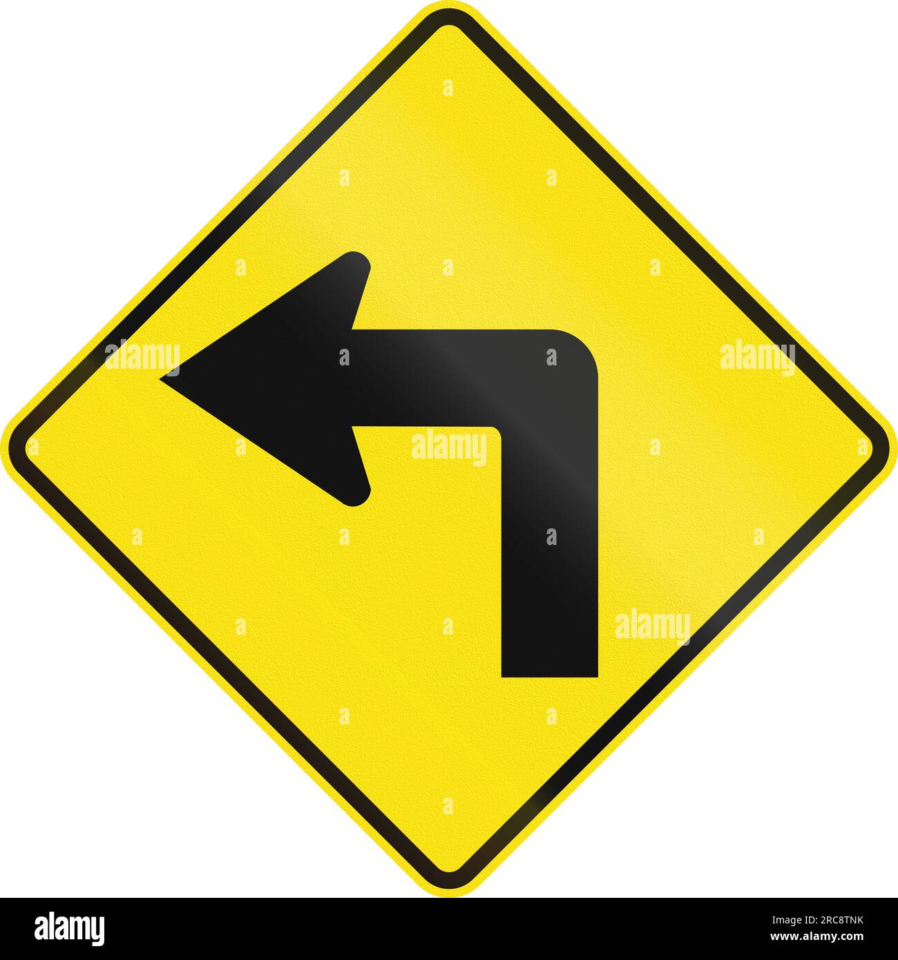 Australian road warning sign - Left curve ahead Stock Photo - Alamy