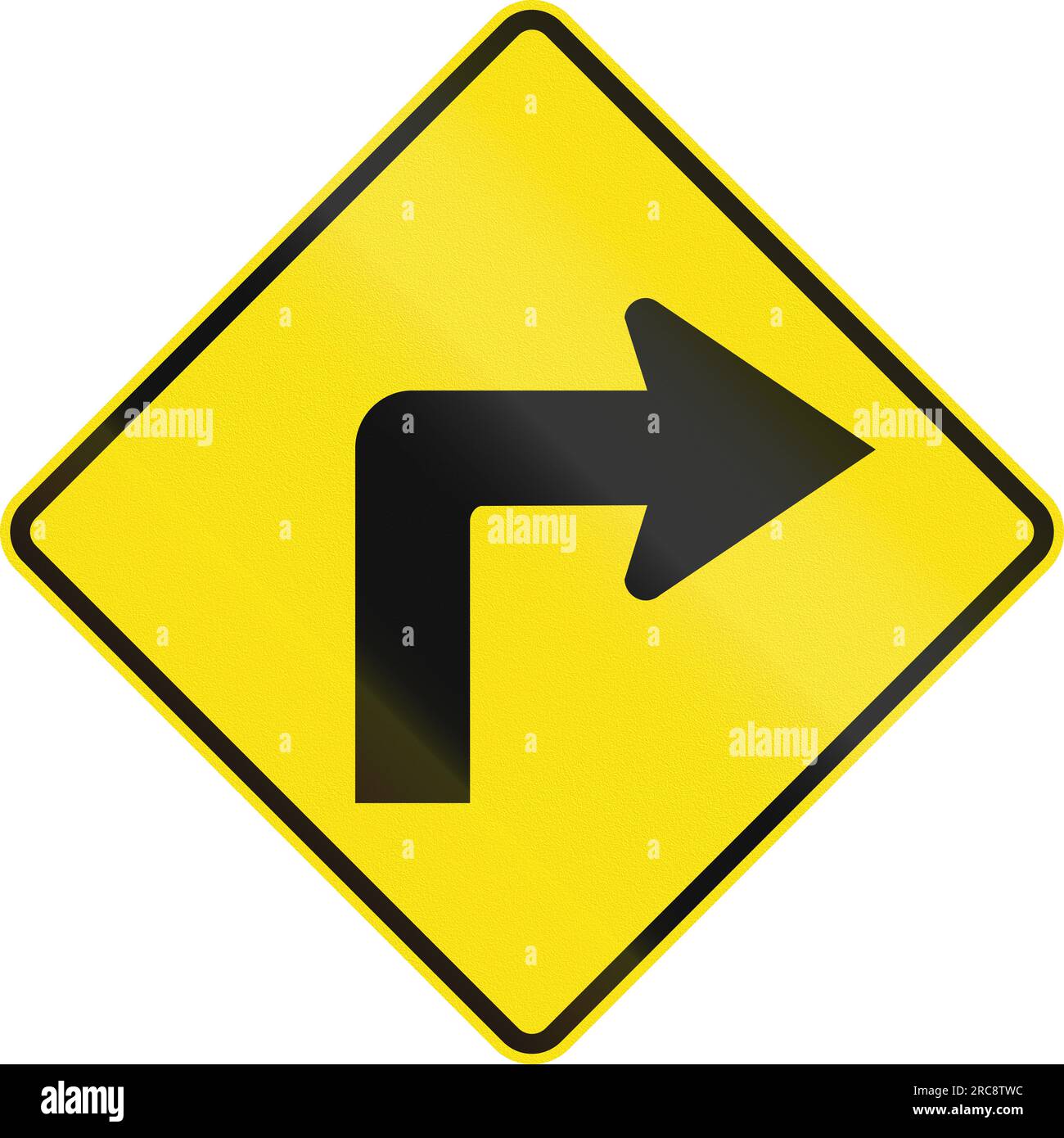 Australian road warning sign - Right curve ahead Stock Photo - Alamy