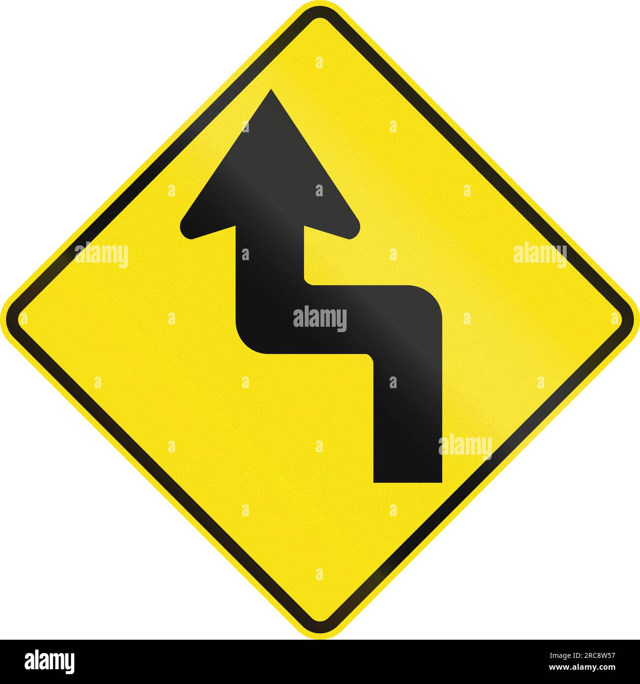 Australian road warning sign - Reverse turn Stock Photo - Alamy