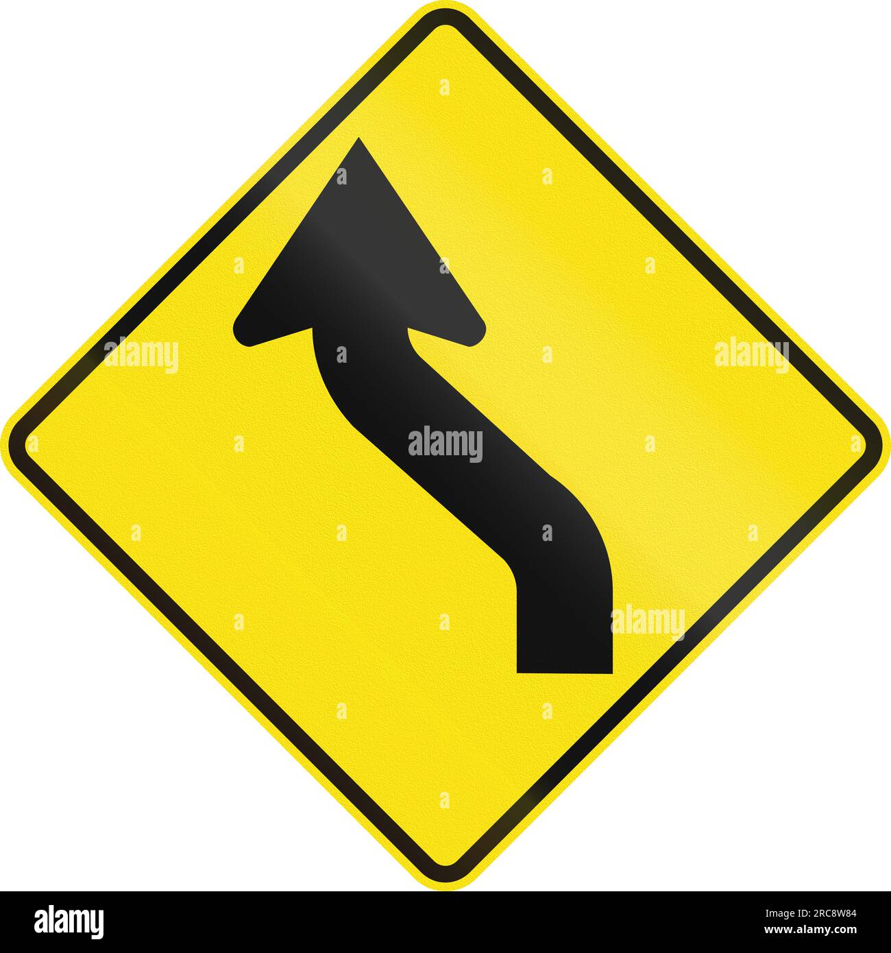 Australian road warning sign - Reverse curve Stock Photo - Alamy