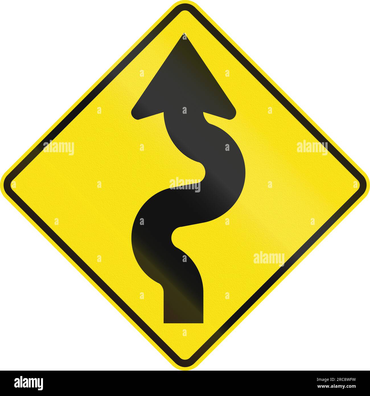 Australian road warning sign - Winding road, left version Stock Photo ...