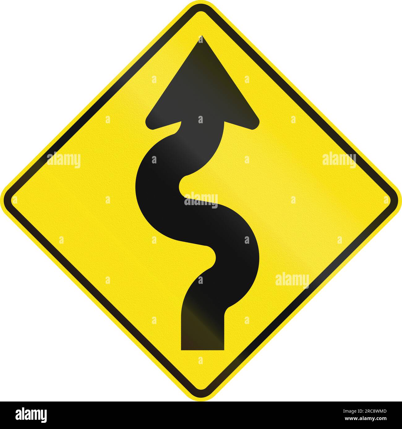 Australian road warning sign - Winding road, right version Stock Photo - Alamy