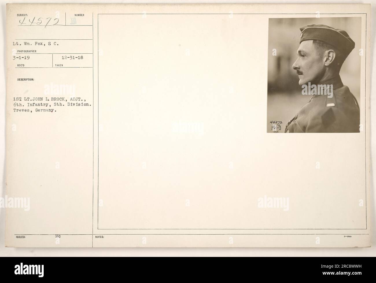 Lt. William Fox and C. Photographer on January 3, 1919, captured this ...