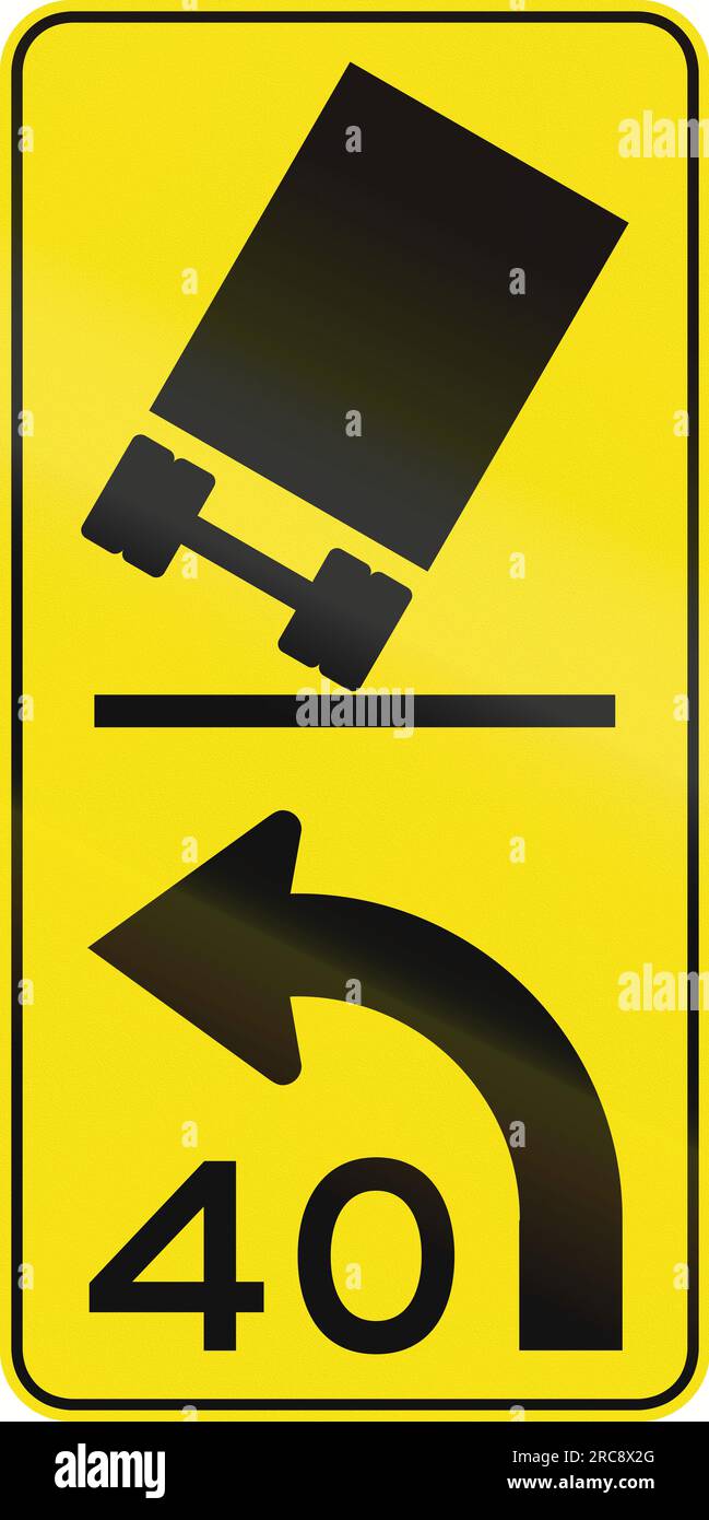 An Australian warning traffic sign - Advisory speed for trucks due to ...