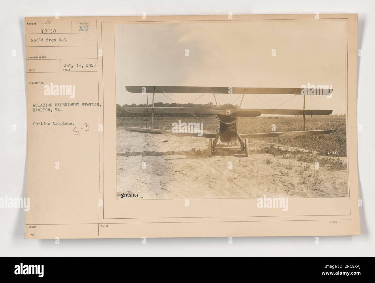 Image caption: "Curtiss triplane at the Aviation Experiment Station in ...