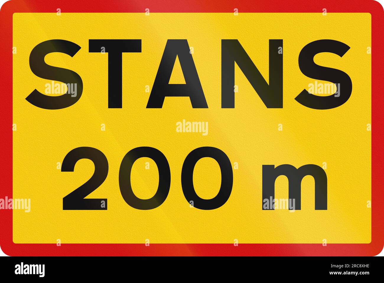 Icelandic additional road sign: Stop 200 meters ahead Stock Photo - Alamy