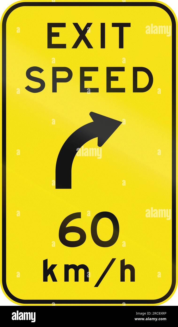 An Australian warning traffic sign - Advisory exit speed Stock Photo ...