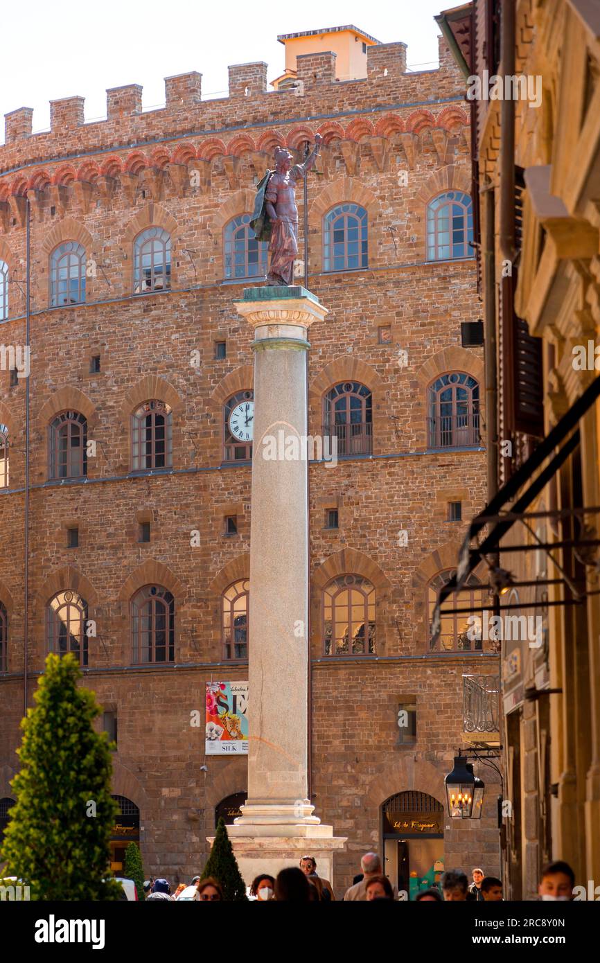 Florence, Italy - April 5, 2022: Column of Justice is an ancient Roman ...