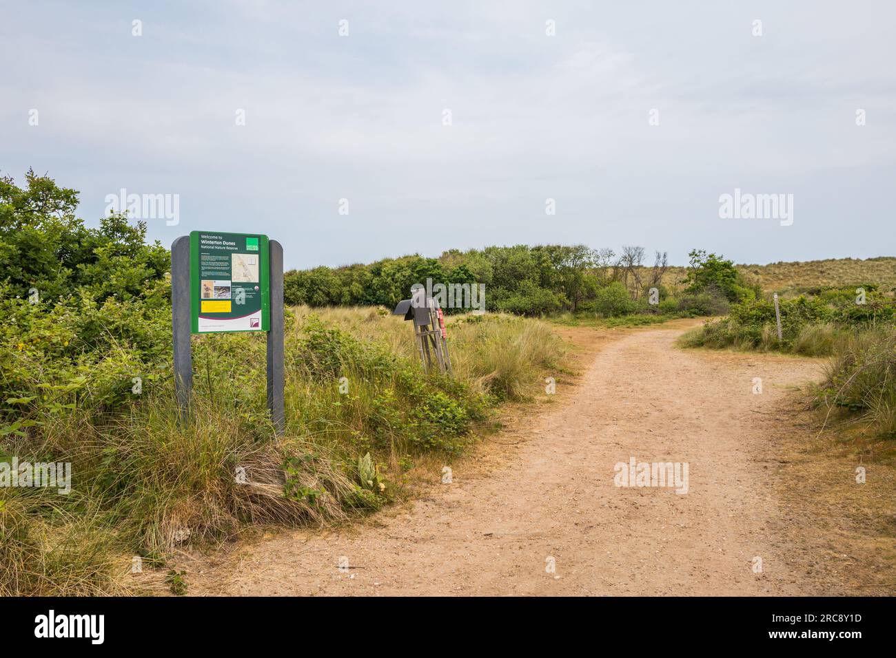 Nature England sign at the National Nature reserve at Winterton Dunes ...