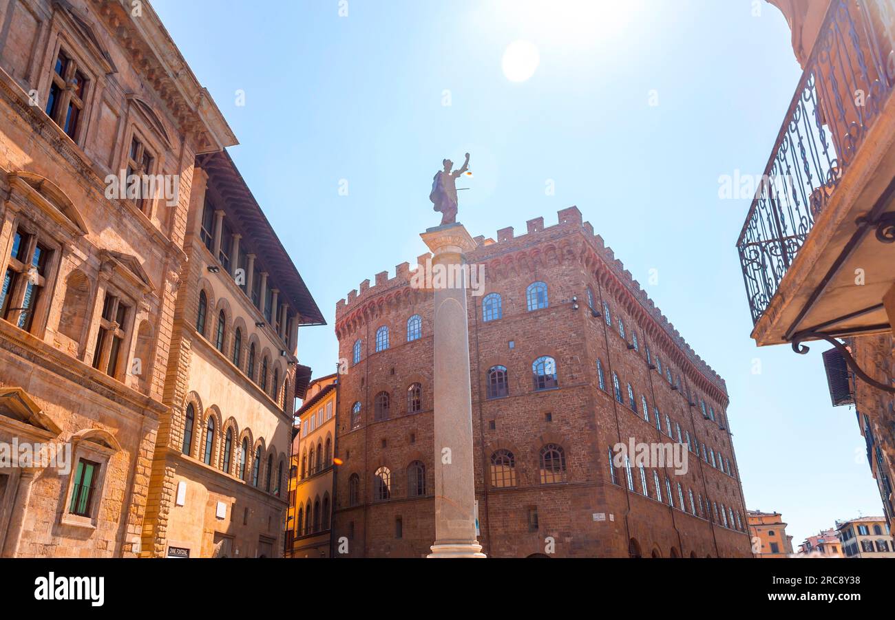 Florence, Italy - April 5, 2022: Column of Justice is an ancient Roman ...