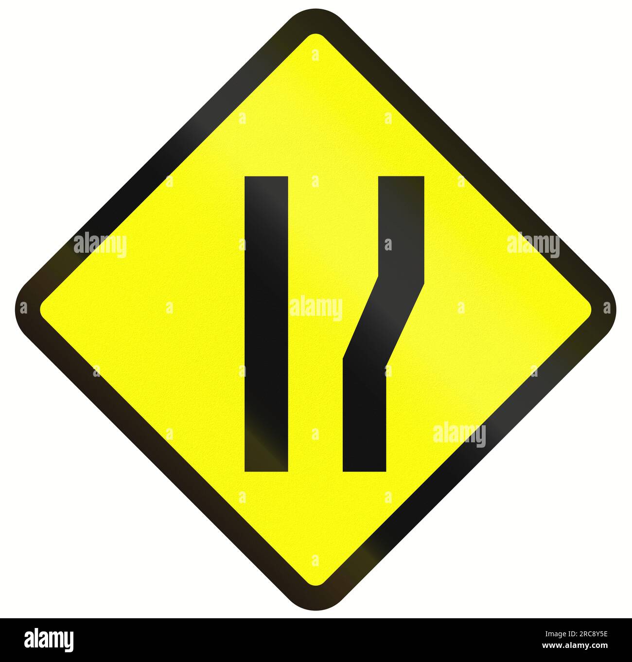 Indonesian road warning sign: Road widens on the right Stock Photo - Alamy