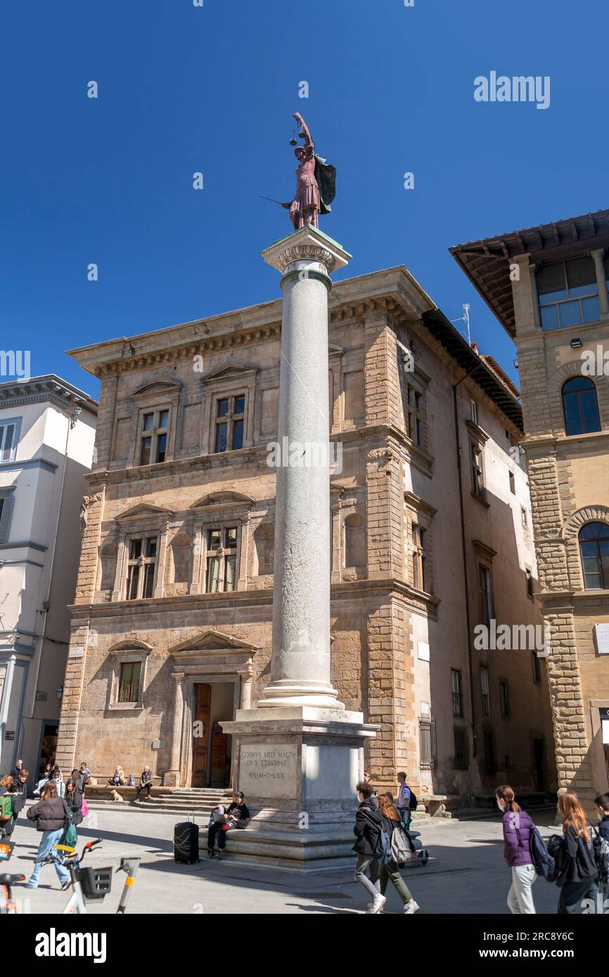 Florence, Italy - April 5, 2022: Column of Justice is an ancient Roman ...