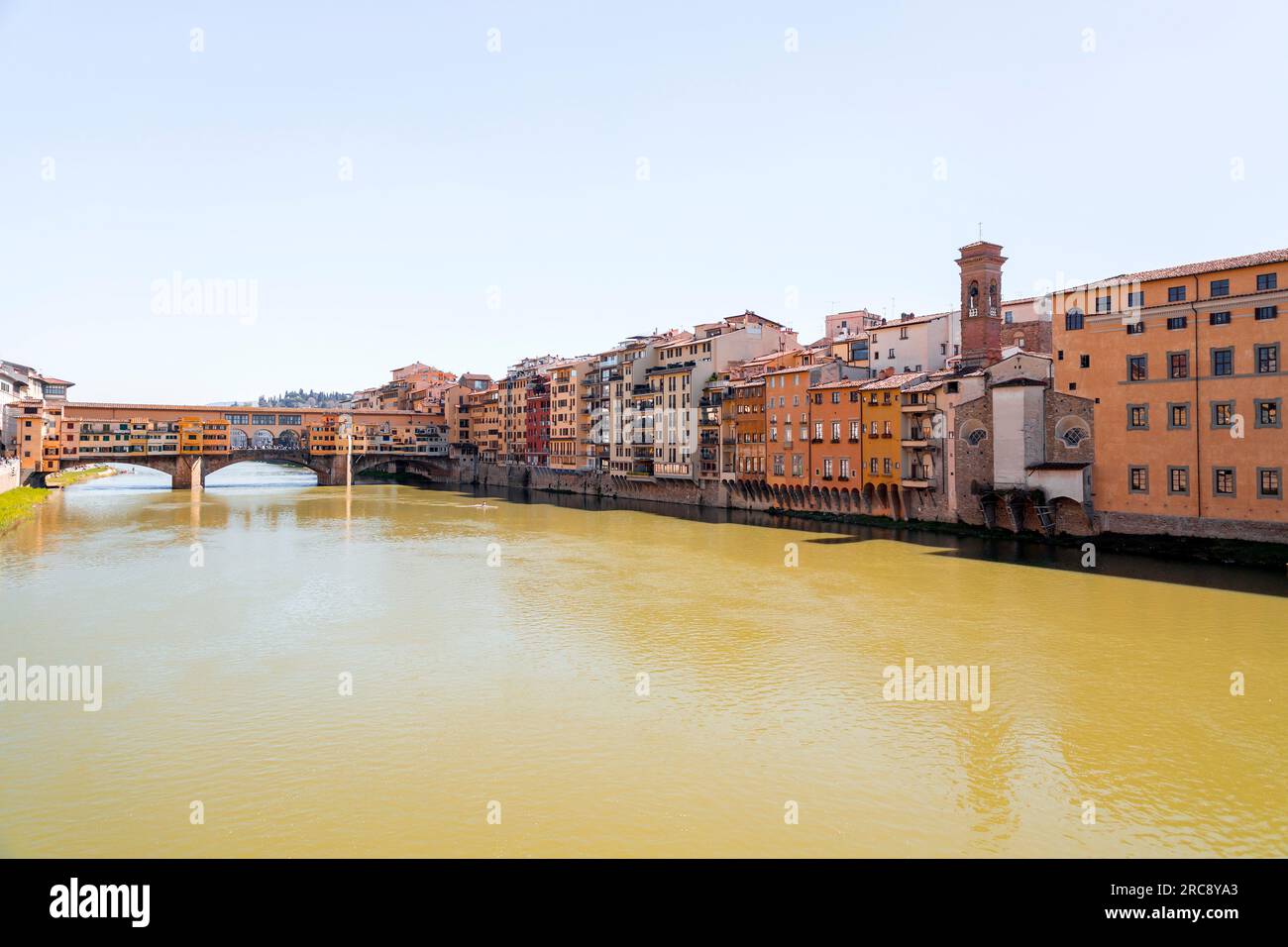 Florence, Italy - April 5, 2022: The Ponte Vecchio is a medieval stone ...