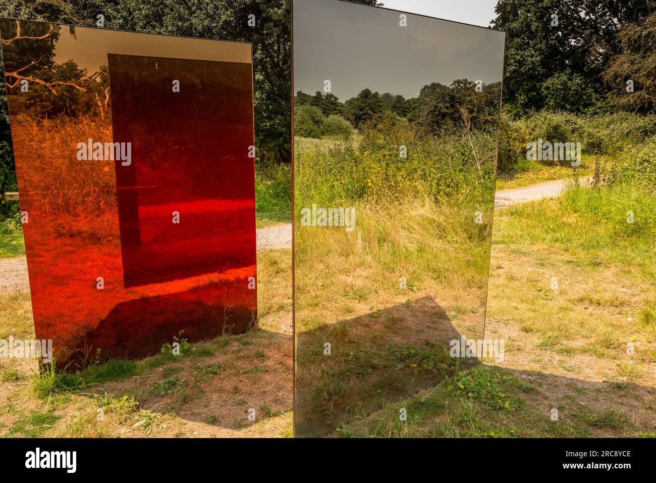Large reflective and coloured mirrors artwork placed on the Norfolk Way ...
