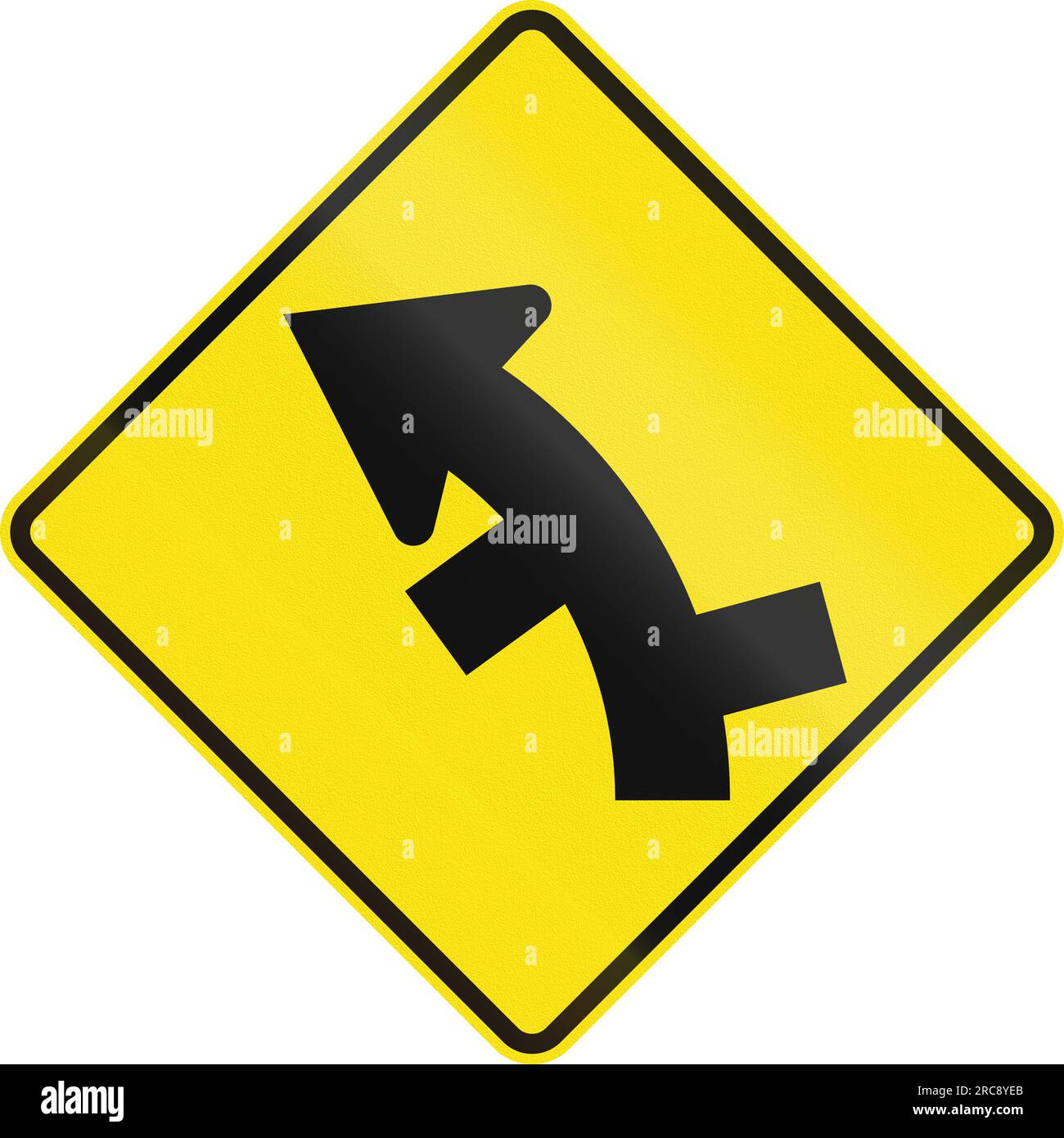 Australian road warning sign - Offset roads intersection in curve ahead ...